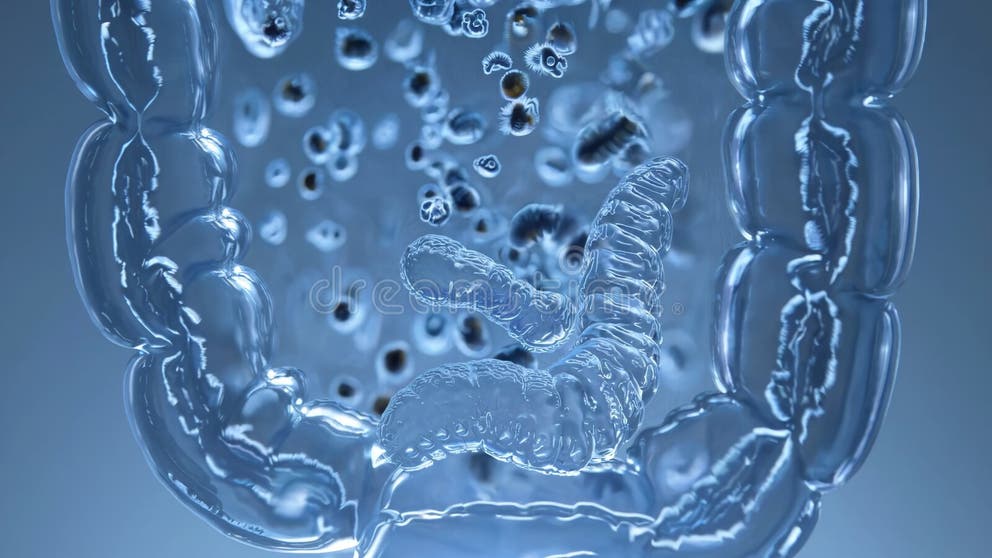 Transparent Human Intestine Progressively Filling with Multiplying ...