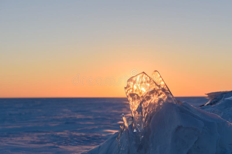 Transparent Ice Against the Setting Sun. Stock Photo - Image of outdoor ...