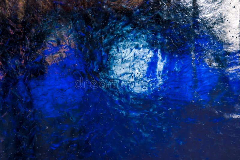 Transparent Ice with Beautiful Patterns, Highlighted in Blue. Stock ...