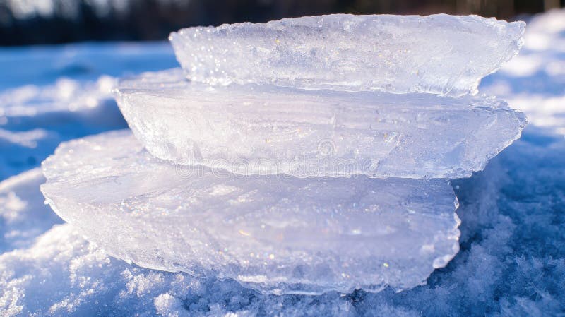 Transparent Ice Blocks on a Snowy Surface Stock Illustration ...