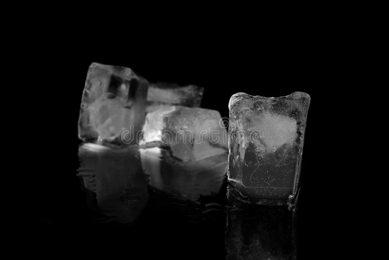 Transparent Ice Cubes on Black Mirror Stock Photo - Image of cold ...