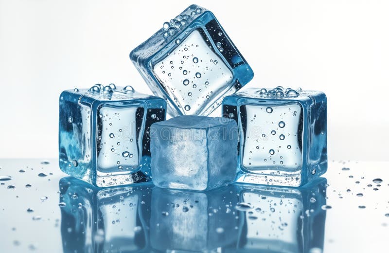 Transparent Ice Cubes with Water Droplets. Clear, Cool Cubes Create ...
