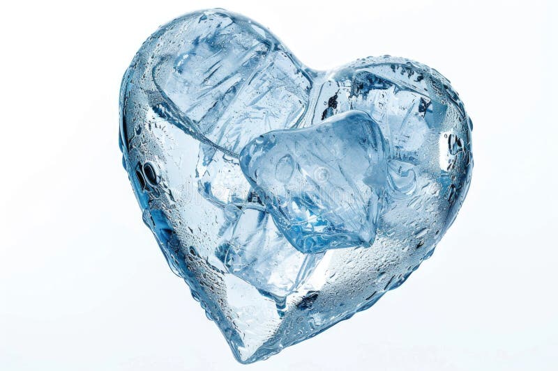 A Transparent Ice Heart Sits on a Plain White Surface, with No ...