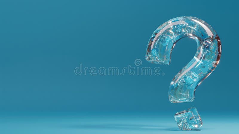 A Transparent Ice Question Mark on a Blue Background. Stock Photo ...