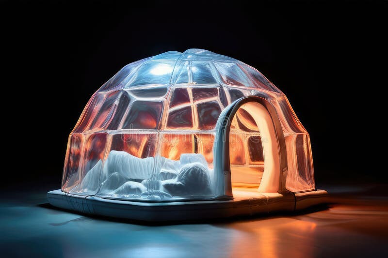 Transparent Igloo-shaped Tent. Romantic Tourist Rest Zone Stock Photo ...