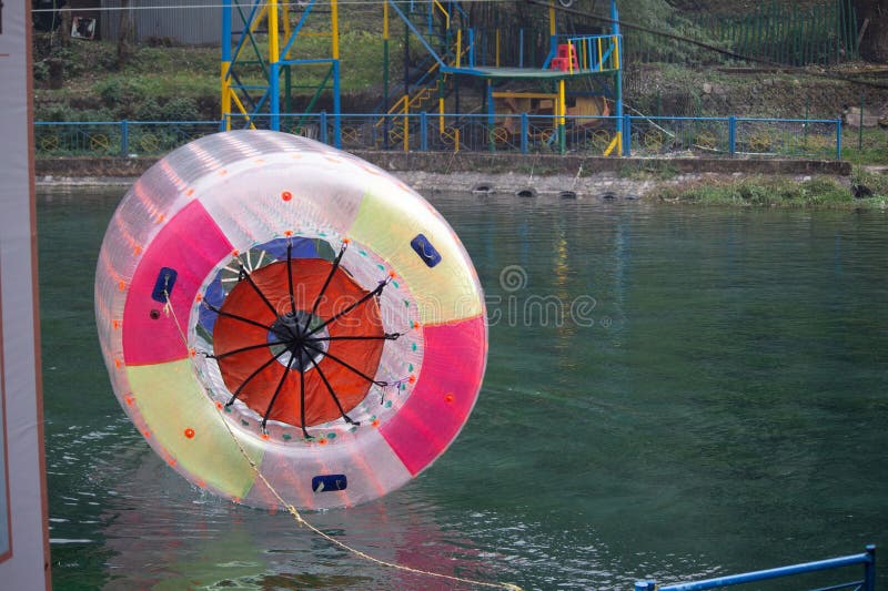 Transparent Inflatable Cylinder on Water Stock Photo - Image of large ...