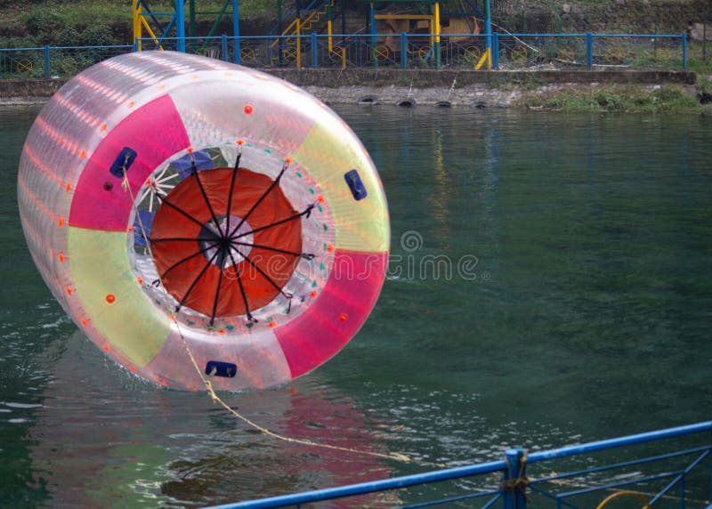 Transparent Inflatable Cylinder on Water Stock Image - Image of aquatic ...
