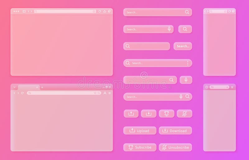 Transparent Web Browser Window. Template of Website Page. Empty Mockup ...