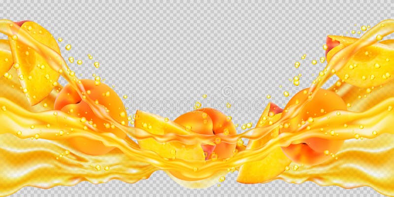 Transparent Juice Splash with Peaches Stock Vector - Illustration of ...