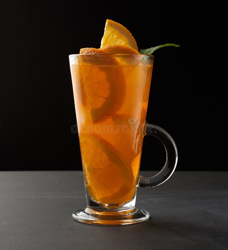 Transparent Large Glass with a Handle Filled with Lemonade with Slices ...