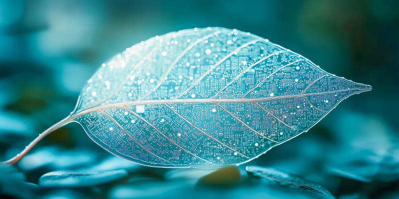 Transparent Leaf with Microchips Embedded Symbolizing Cutting-edge ...