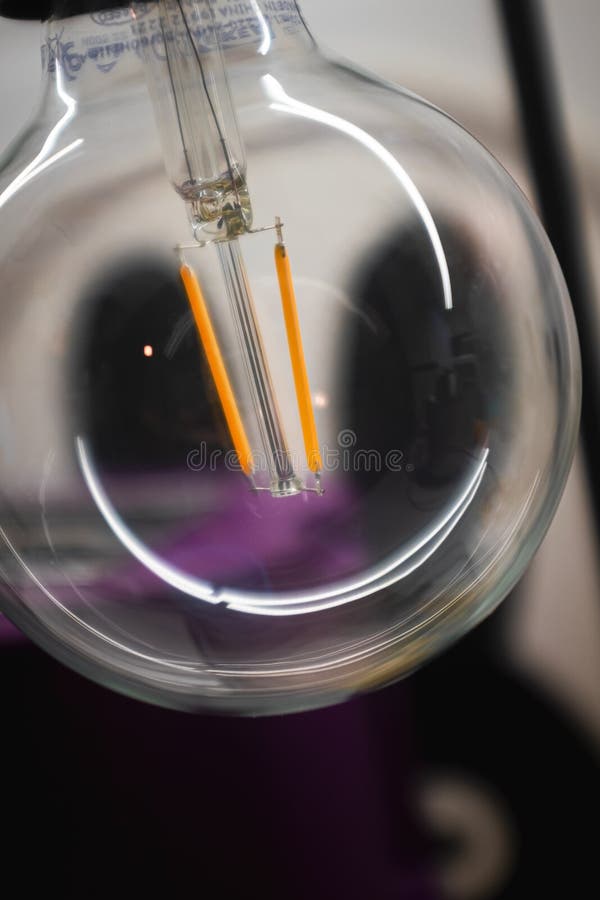 Transparent Light Bulb Electric Lamp on Interior Scene Stock Photo ...