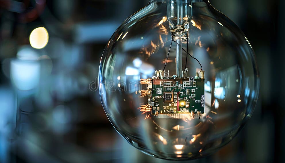 Transparent Light Bulb with Visible Internal Electrical Components ...