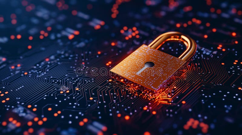 Transparent Lock Made from Circuit Design, Symbolizing Digital Security ...