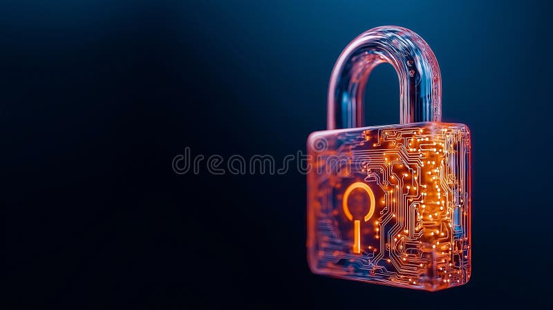 Transparent Lock with Orange Circuit Design Symbolizes Security and ...