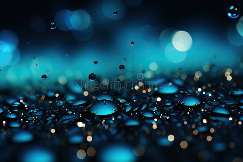 Transparent Macro Drops on a Blue Aquamarine Background. Stock ...