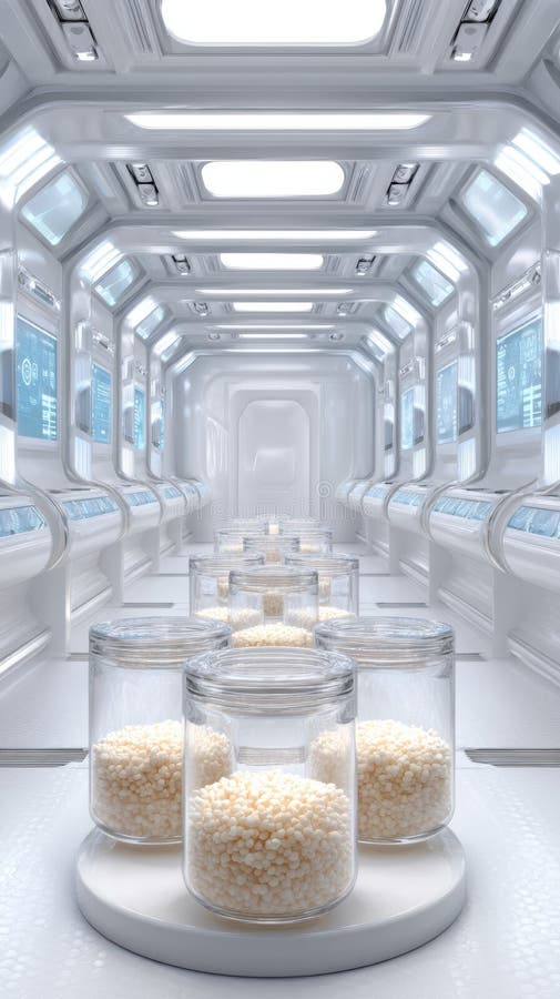 Transparent Meal Pod with Multiple Zero G Compartments Futuristic White ...