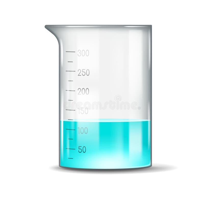 Transparent Measuring Beaker with Blue Liquid Stock Vector ...