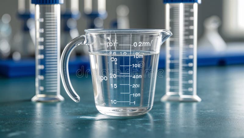 Transparent Measuring Cup beside Empty Graduated Cylinders on Lab ...