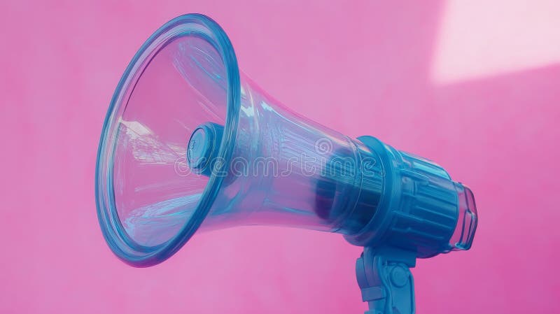 Transparent Megaphone on Pink Background, Modern Communication Concept ...