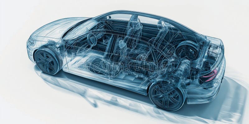 3D Transparent View of Car Showcasing Its Internal Components and ...