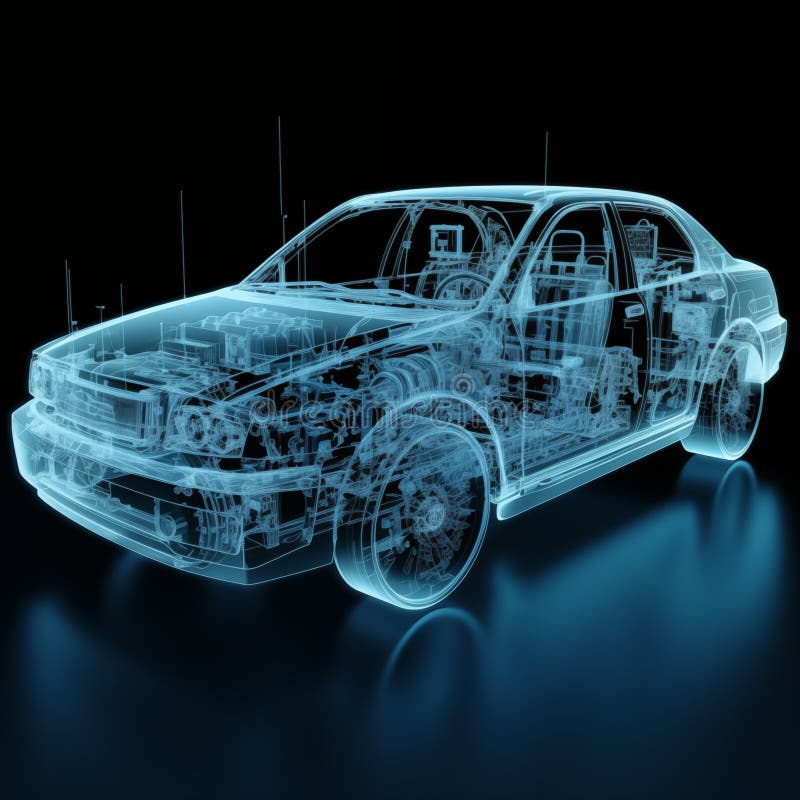 3D Transparent View of Car Showcasing Its Internal Components and ...