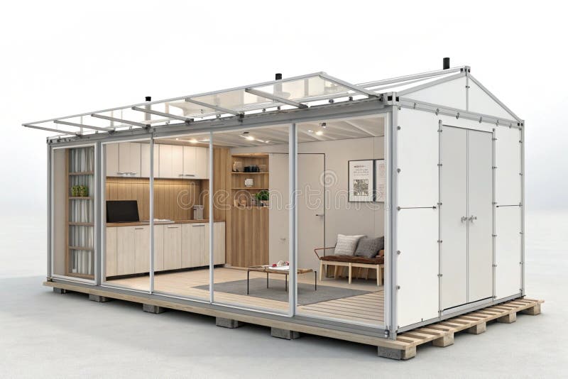 Transparent Modular Foldable Tiny House Model - Generated by Ai Stock ...