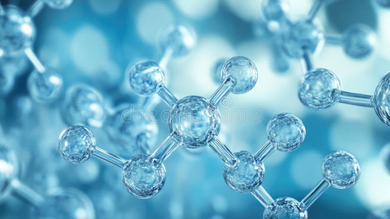 Transparent Molecular Structure on a Blue Background, Representing ...