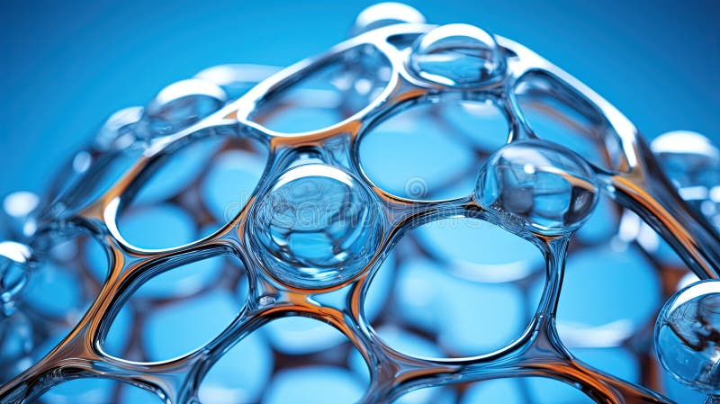 Transparent Molecular Structure with Glass-like Texture on Blue ...