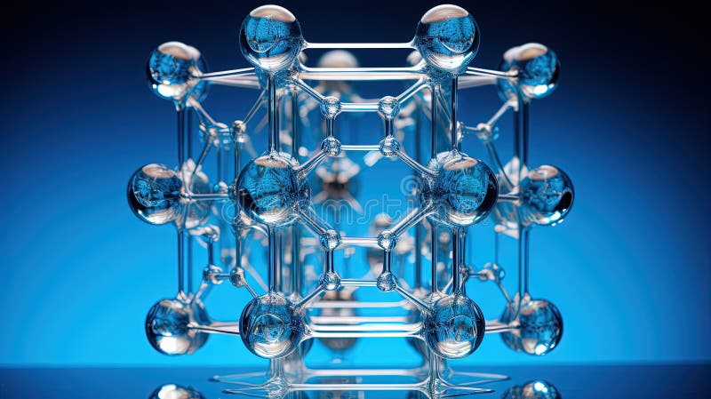 Transparent Molecular Structure with Glass-like Texture on Blue ...