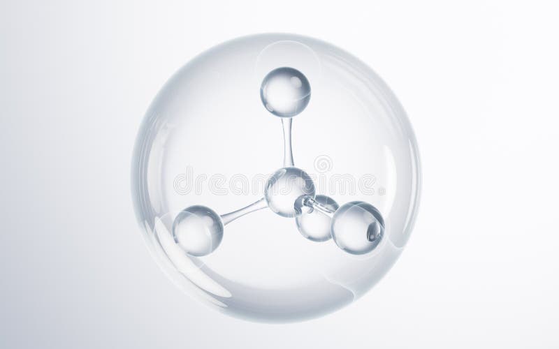 Transparent Molecule in the Bubble, 3d Rendering Stock Illustration ...