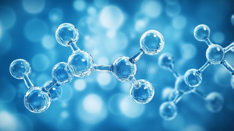 Transparent Molecule Structure on a Blue Bokeh Background Stock ...