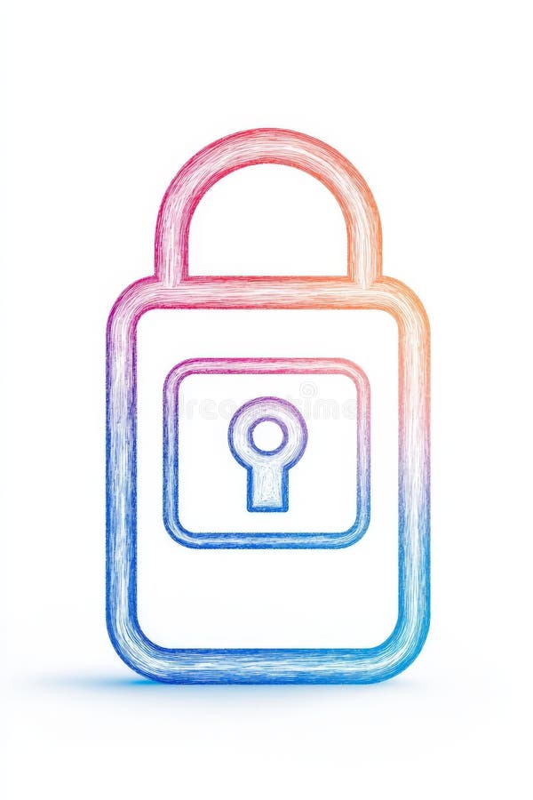 Transparent Neon Padlock Futuristic Glow Effect Representing Digital ...