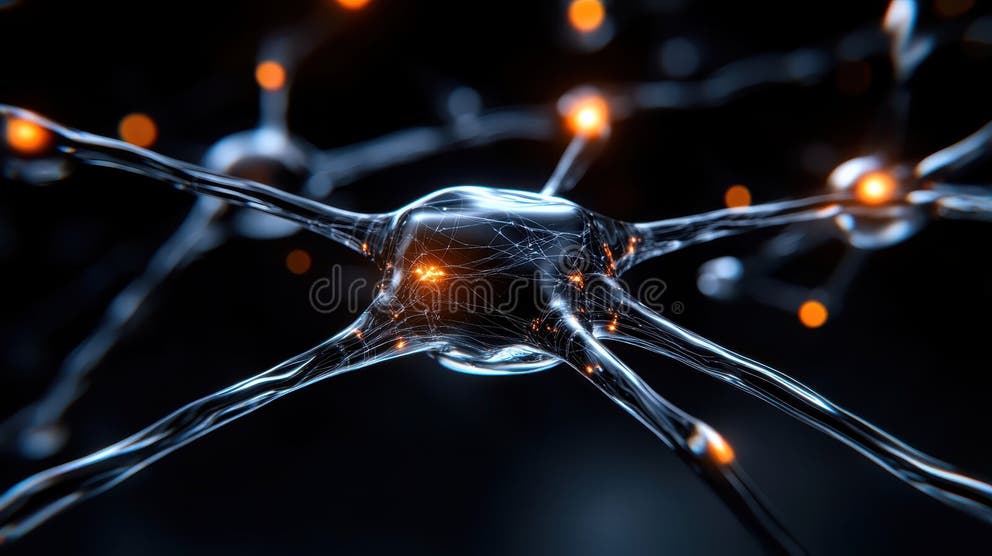 A Transparent Neuron Structure Glows with Electric Signals, Showcasing ...