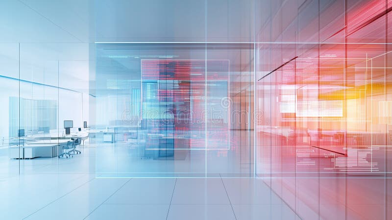 Transparent Office Space Featuring Advanced AI-driven Technology and ...