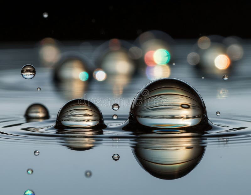 Transparent Oil Droplets on Water Surface Stock Photo - Image of ...