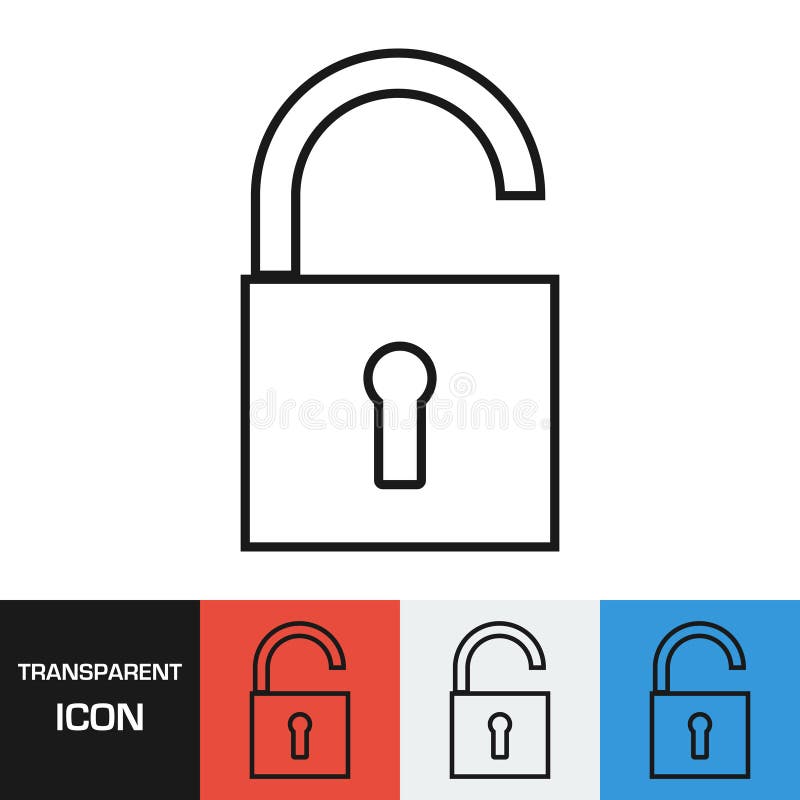 Transparent Open Padlock Icon. Vector Icon on Different Types ...