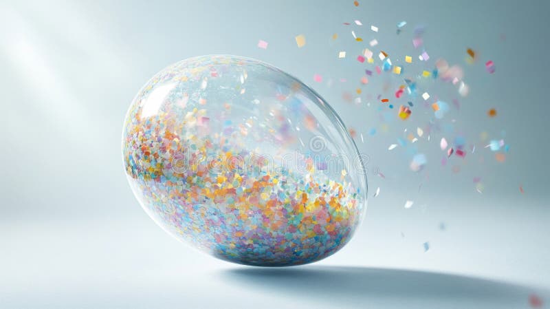 Transparent Orb Filled with Colorful Confetti Exploding Stock ...