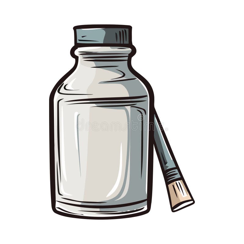 Transparent Paint Bottle with Paintbrush Icon Stock Vector ...