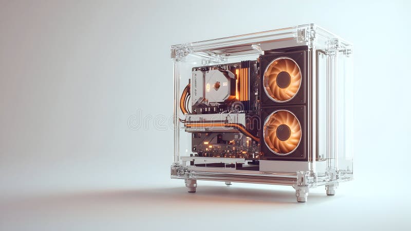 Transparent PC Case Displaying Internal Components with LED Lighting ...