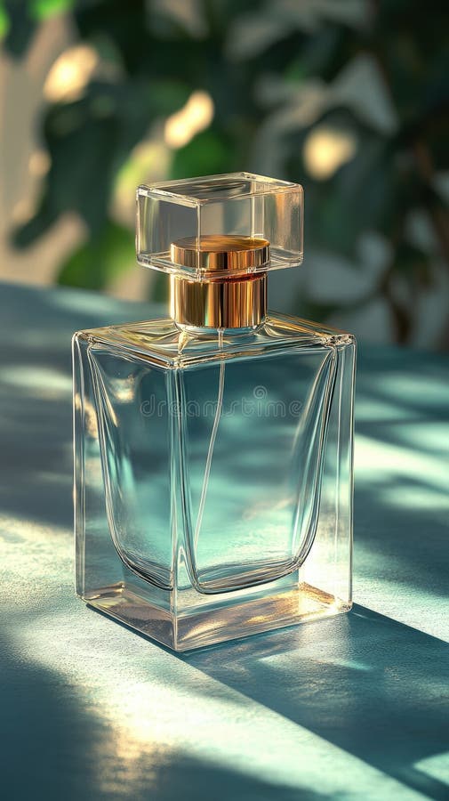 Transparent Perfume Bottle Casting a Shadow on a Tabletop Stock ...