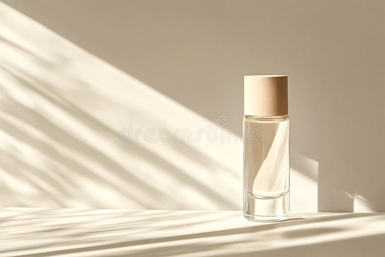 Transparent Perfume Bottle Casting Shadows on White Surface Stock Image ...