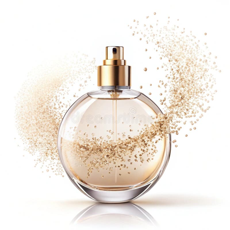 Transparent Perfume Bottle with Floating Particles Stock Illustration ...
