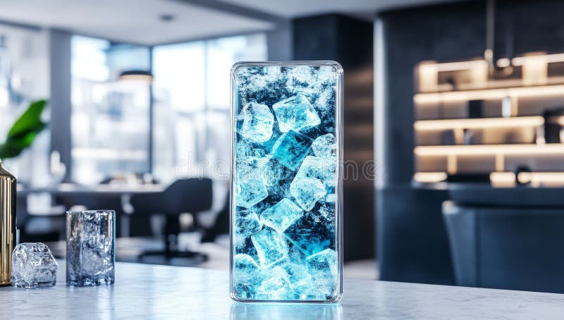 A Transparent Phone Mockup is Positioned on a Reflective Surface with ...