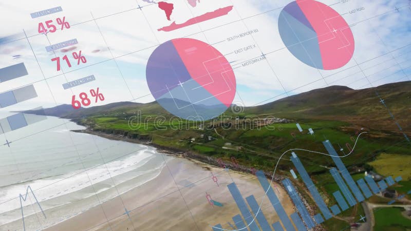 Transparent Pie Chart Overlay Showing Data in Coastal Rural Landscape ...