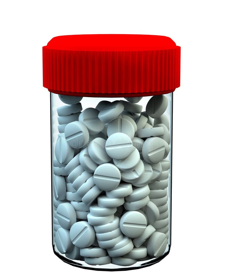 Transparent Pill Bottle Filled with Tablets Stock Illustration ...