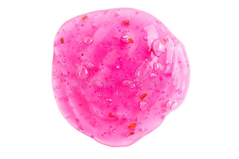 Transparent Pink Cosmetic Sample Texture with Bubbles Isolated on White ...