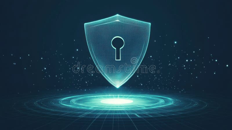 Transparent Pixel Art Shield with Keyhole on Dark Background Stock ...