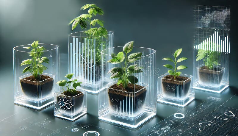Transparent Planters with Augmented Reality Overlays Displaying Plant ...