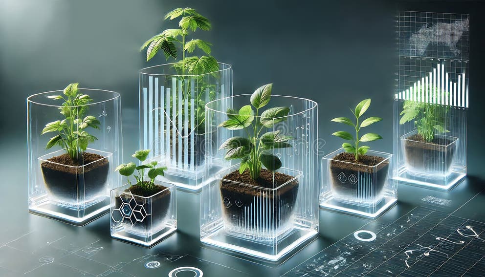 Transparent Planters with Augmented Reality Overlays Displaying Plant ...
